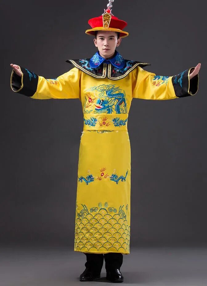 Новая китайская традиционная одежда, костюм императора принца, династии Цин, костюм императора для косплея, халат со шляпой, один размер