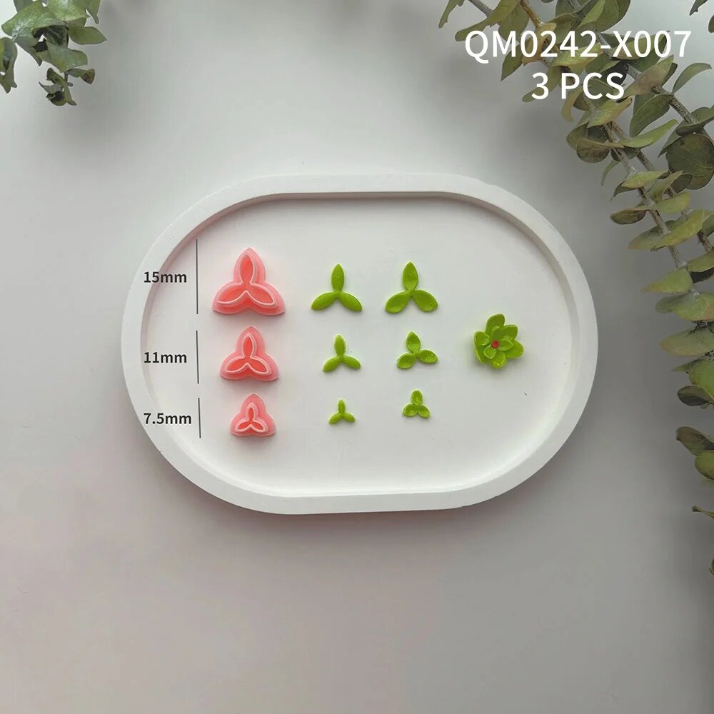 3 шт./компл, мини-размер, лепестки цветов, листьев, фрезы из полимерной глины, формы для резки для DIY растений, украшения, серьги, инструменты для изготовления ювелирных изделий