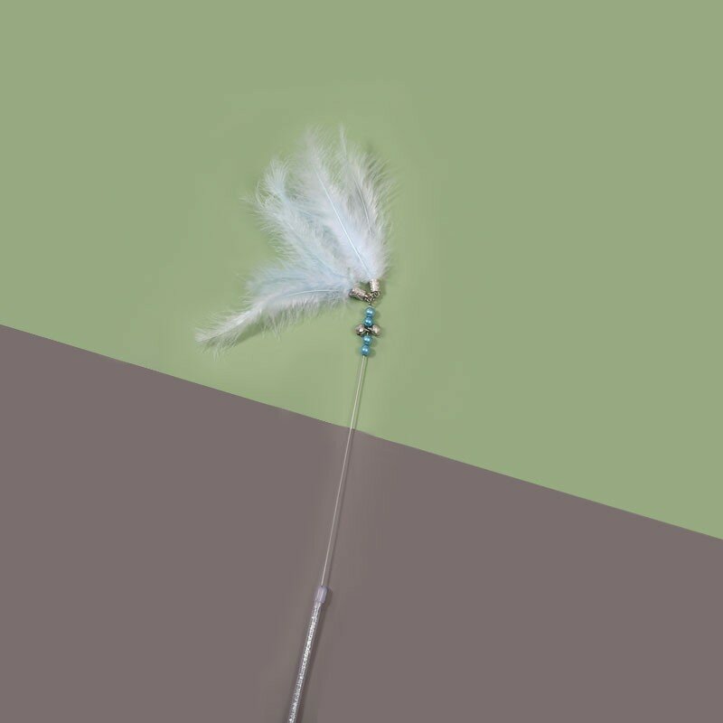 Твизер для кошек. Волшебная палочка для самостоятельного развлечения. Длинный стержень с перьями и звуком колокольчика.