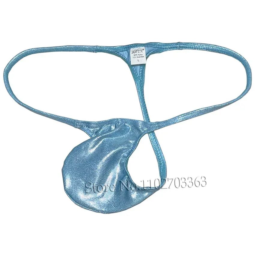 Мужские стринги Blue Gray с мокрым эффектом