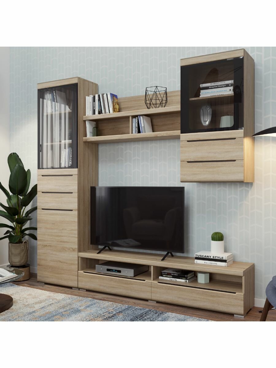 Гостиная Эколь Вариант №3 2224х1808х382 Дуб сонома, МИФ