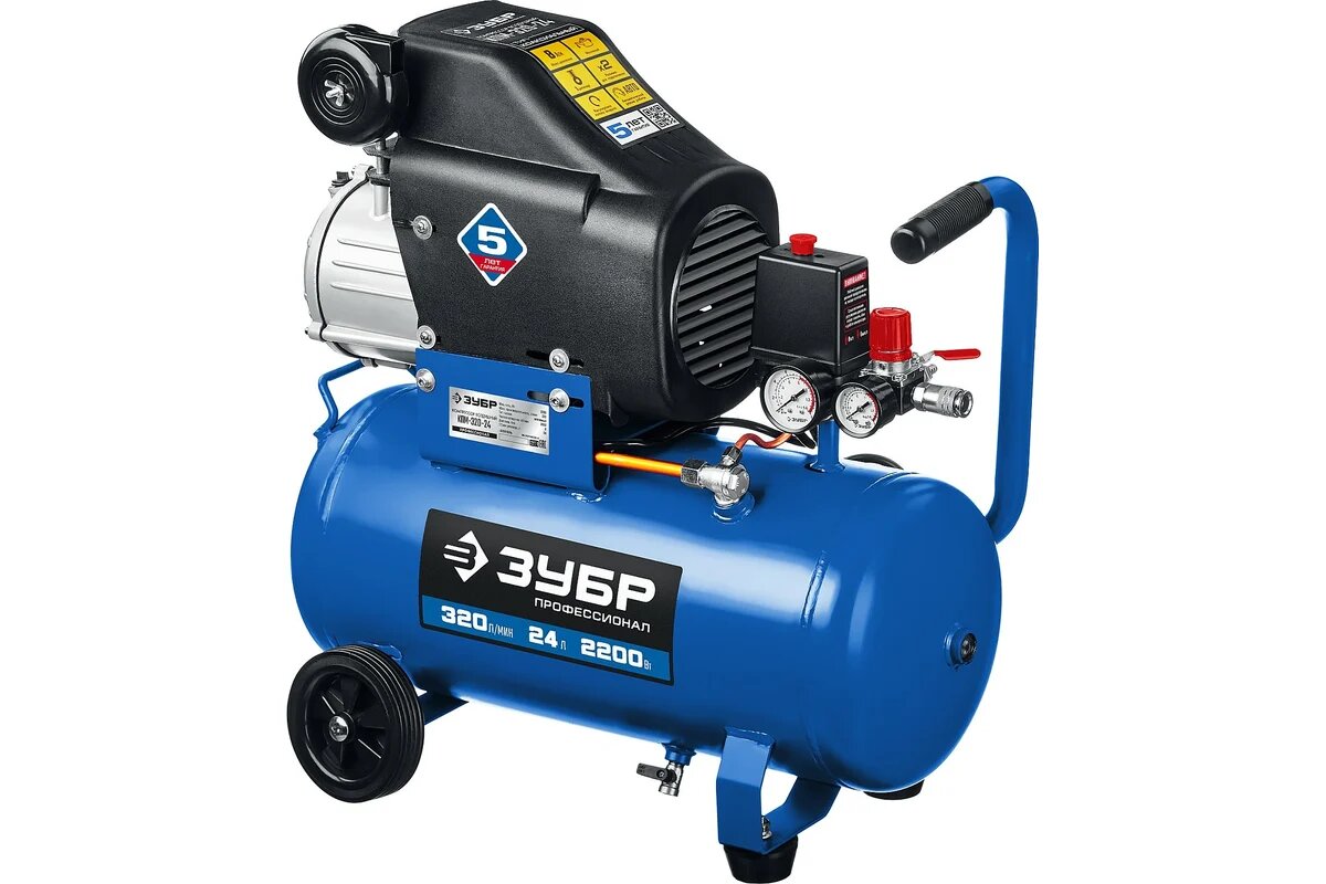 Воздушный компрессор ЗУБР КПМ-320-24, коаксиальный, электрический, масляный, поршневой