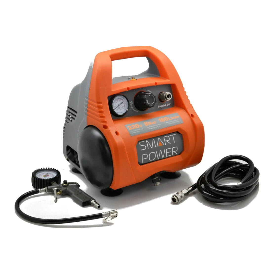 Автомобильный компрессор Berkut Smart Power SAC-280, 1100 Вт, 180л/мин, 8 бар, 3550 об/мин, 180 л/мин, IP20, оранжевый