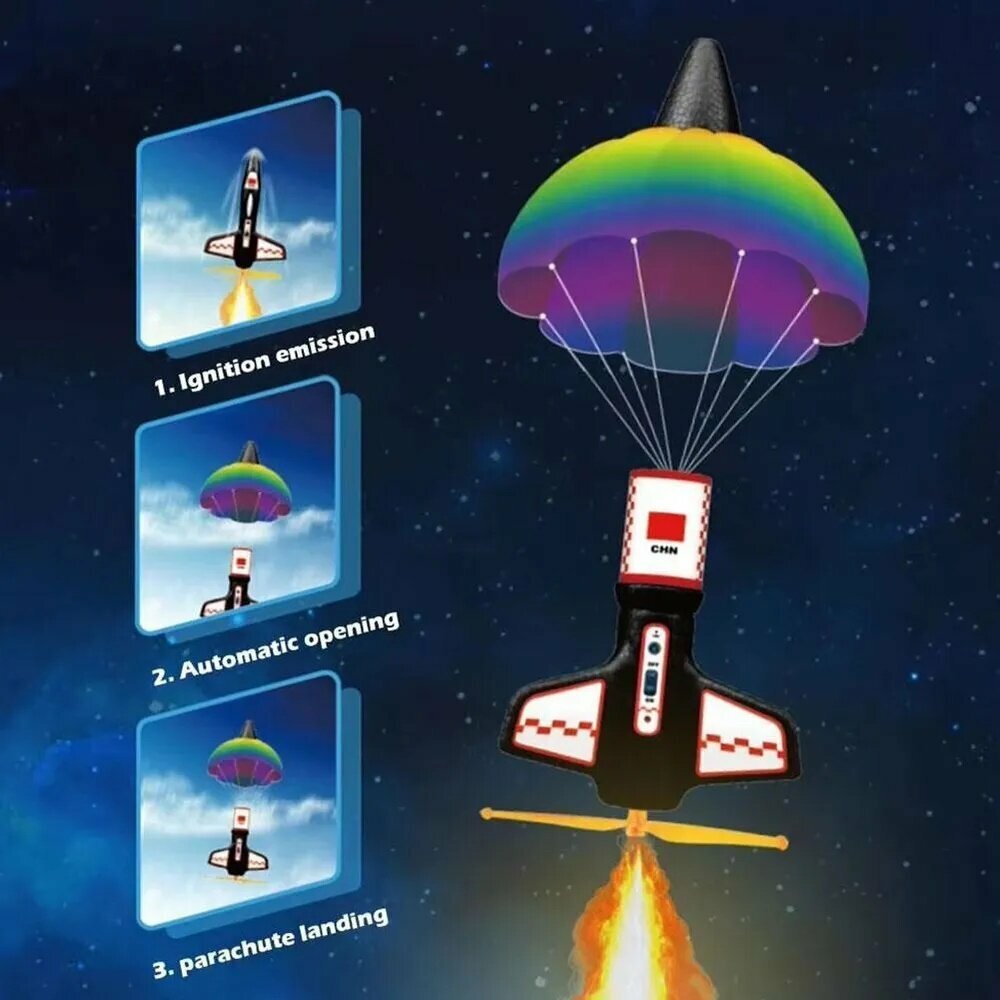 Детская ракета/с парашютом, светится и может достигать высоты 30-50 метров/игрушка для спорта на открытом воздухе
