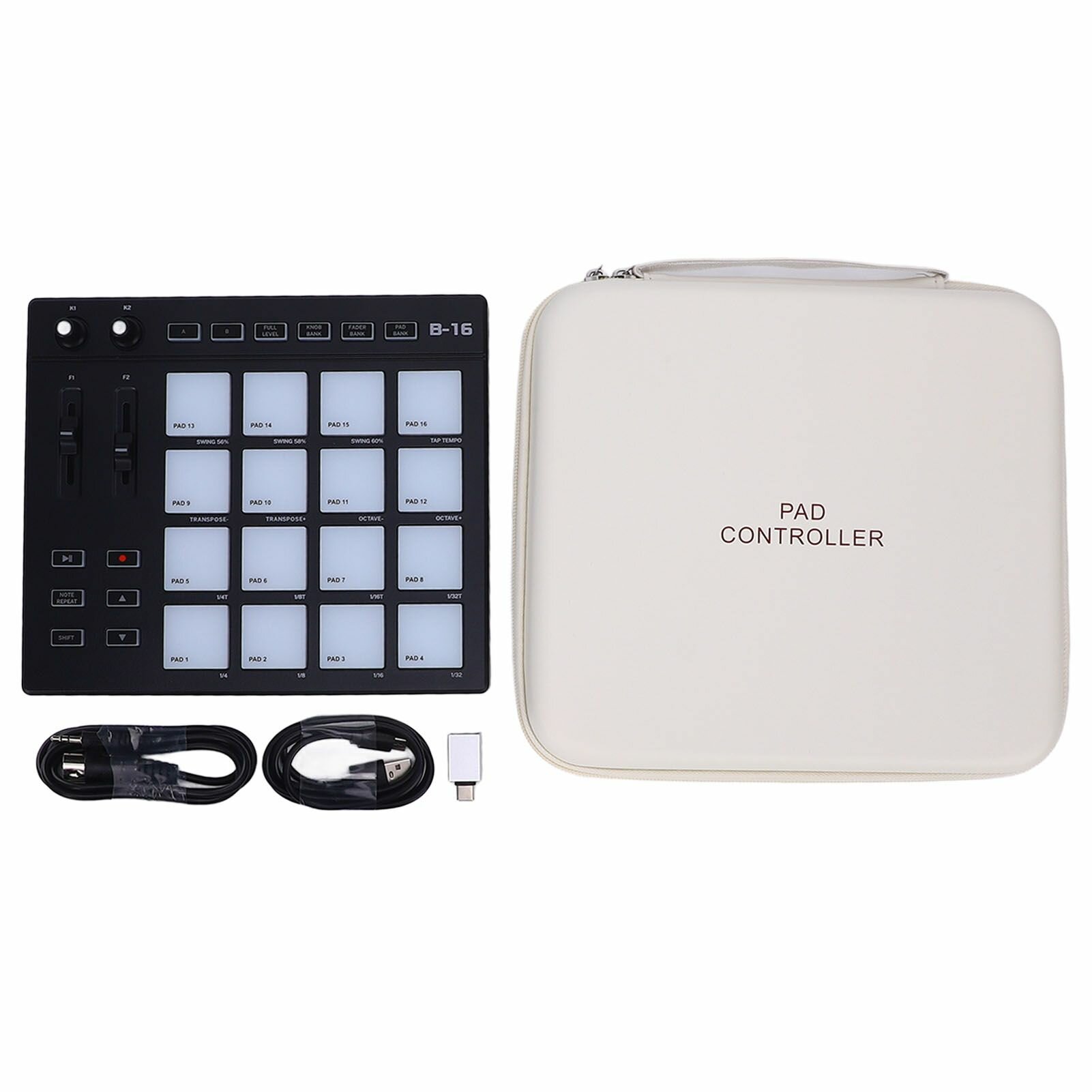 MIDI контроллер 16 пэдов 2 фейдера RGB ударный