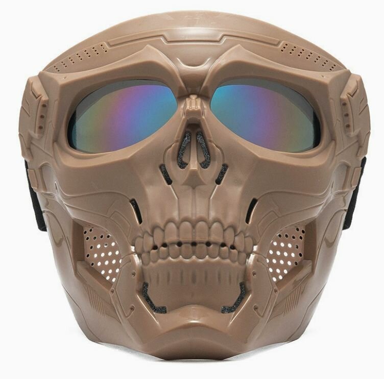 Маска защитная Череп, для мотокросса, пейнтбола, орбизбола, катания на квадроцикле или велосипеде, бежевый