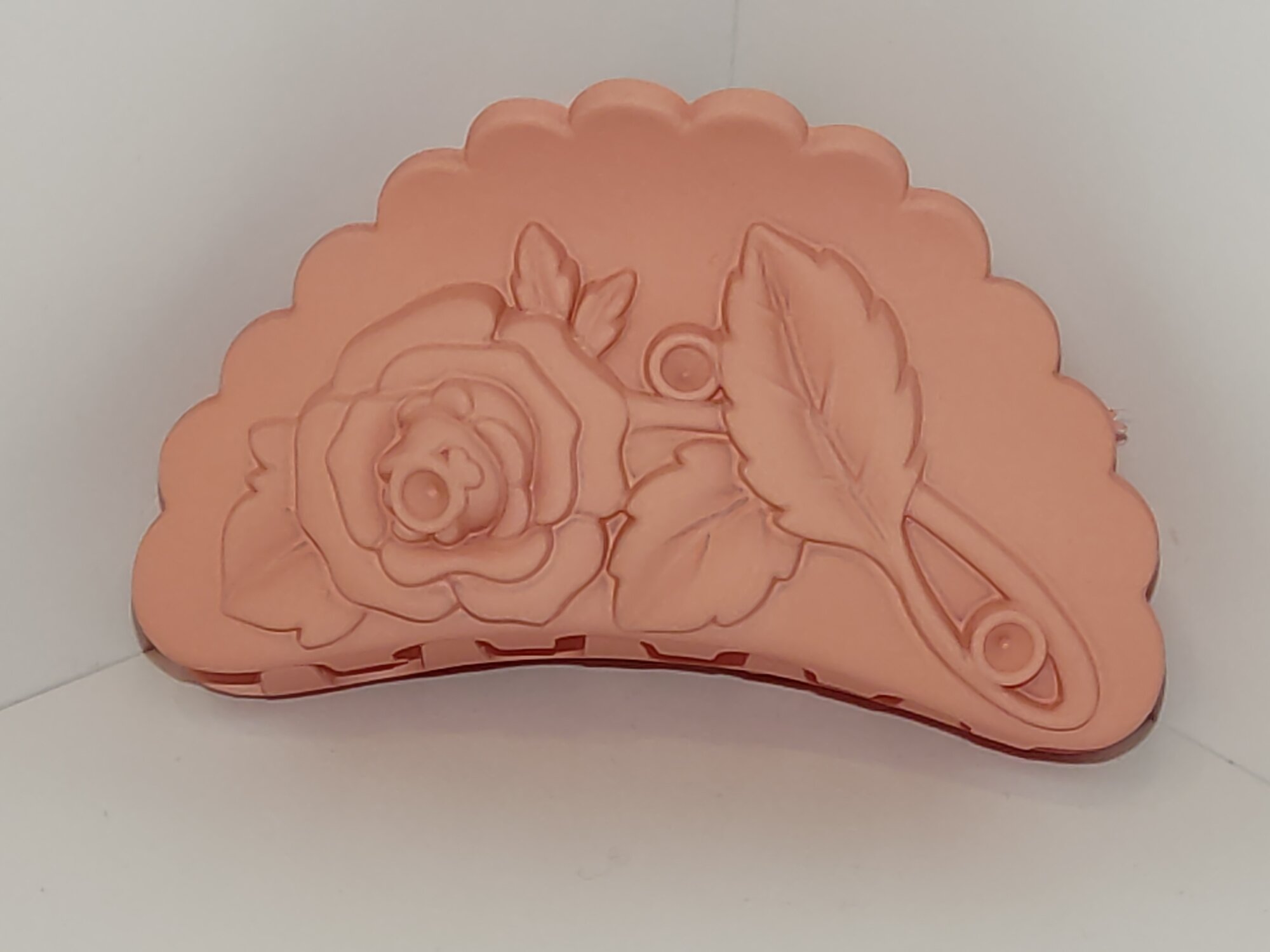 Заколка краб для волос "Роза", пластик, цвет розовая пудра, матовый, 7.5 см