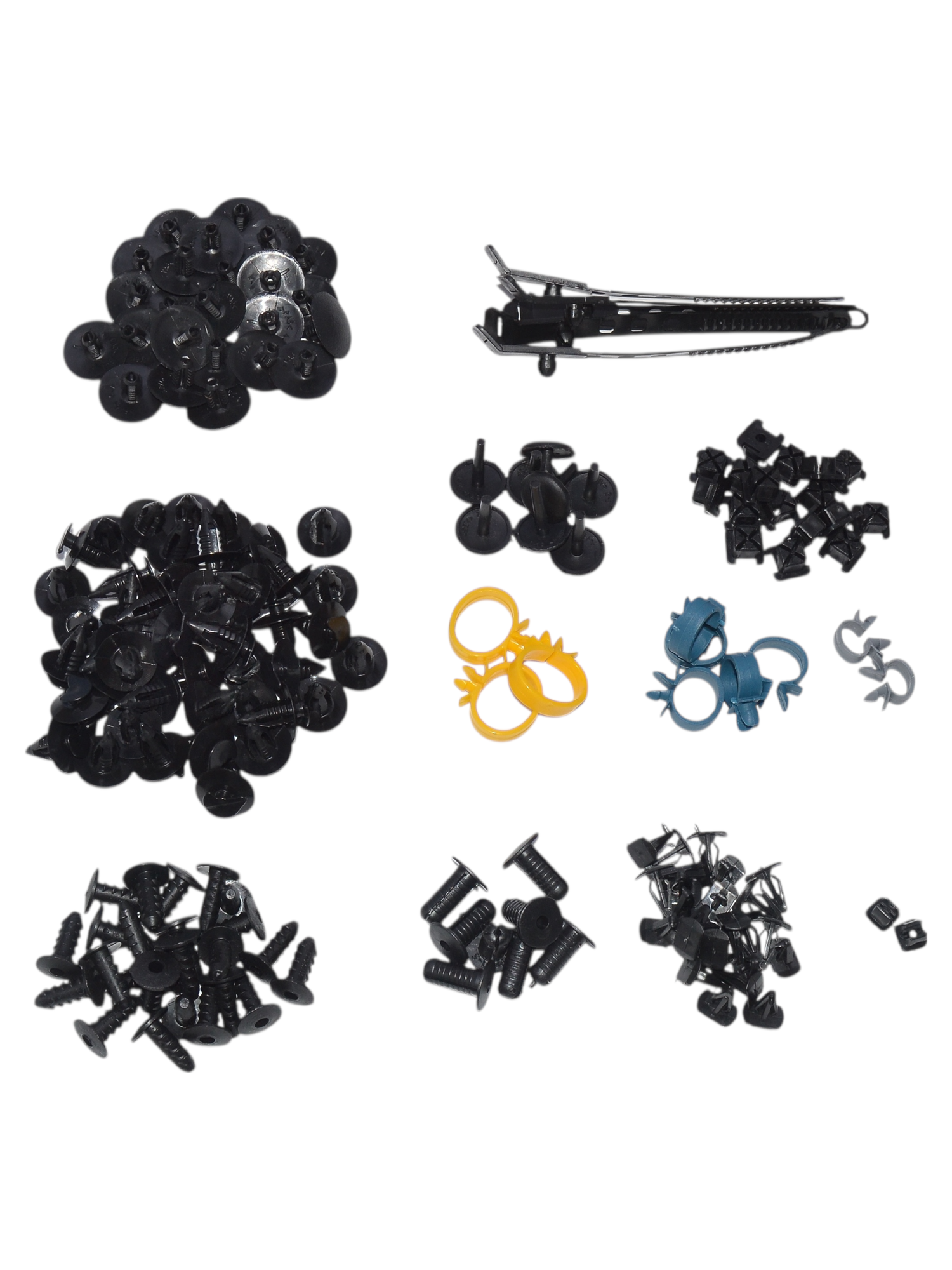 Набор пластмассовых изделий кузова ВАЗ 1118 Калина, крепежный набор, хомуты, скобы, пистоны