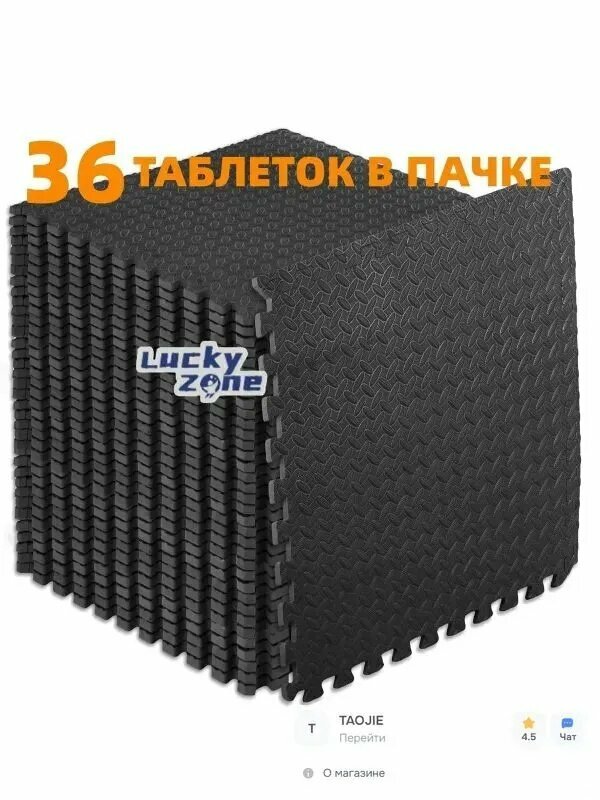 Напольные спортивные маты EVA 36 шт, 30x30 см, нескользящие, для зала и детской зоны