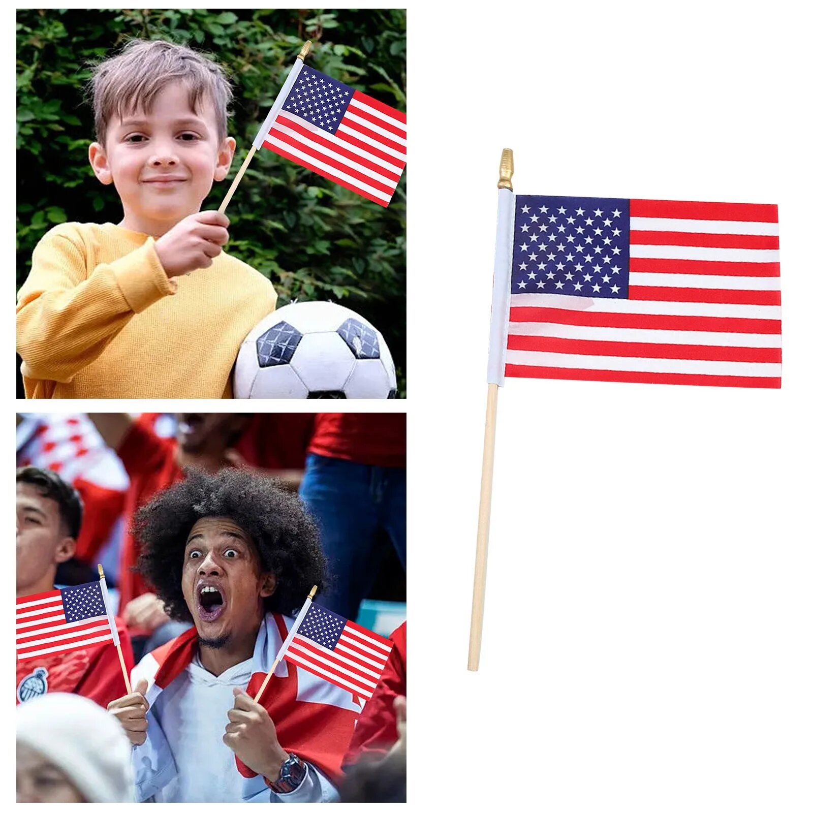 Маленькие флаги на палочке, украшения из 4 июля, уличный флаг 5 x 8 дюймов, мини-флаги США для наружного четырехэта, баннер, топпер для торта