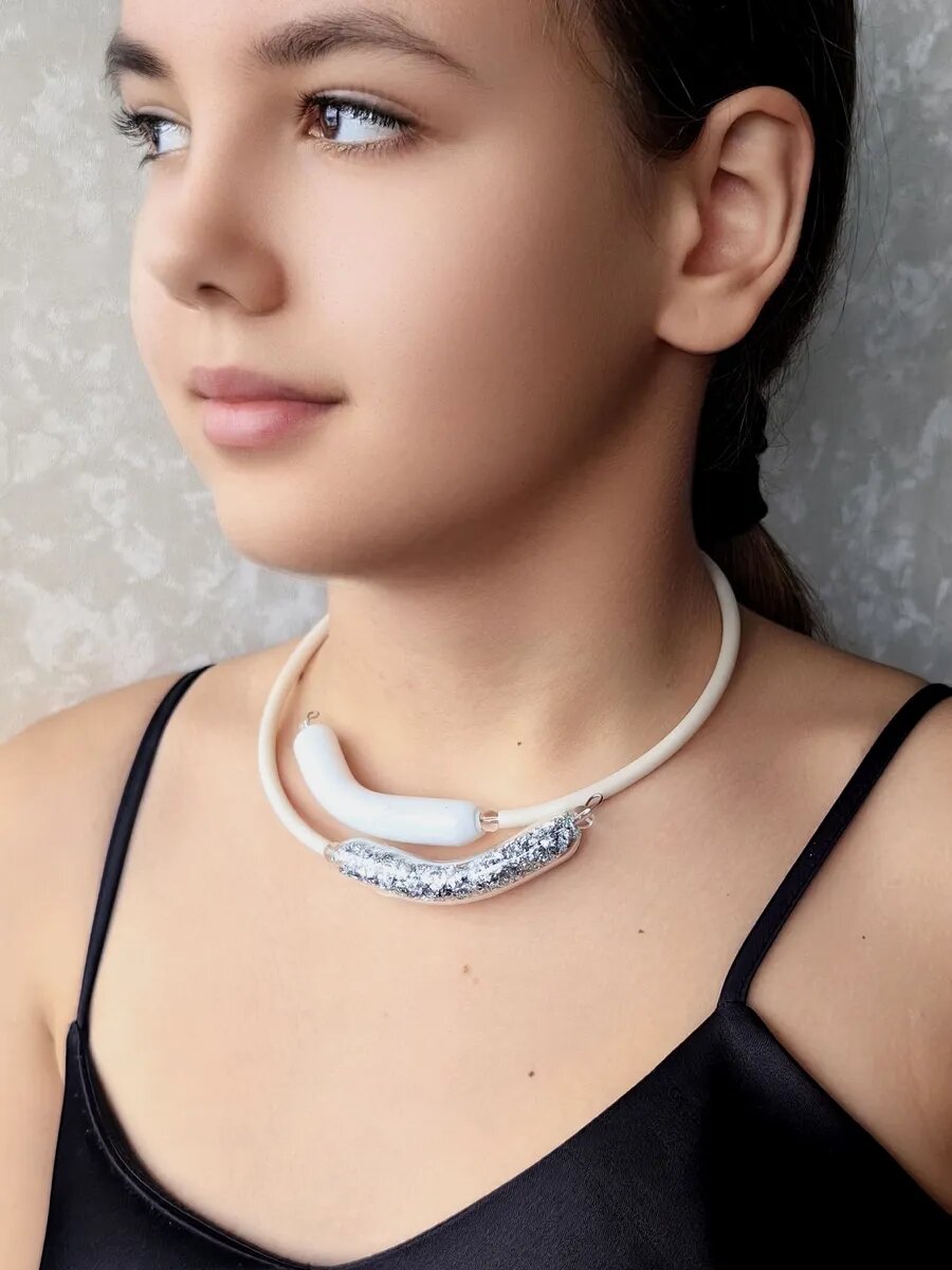 Чокер, муранское стекло, каучук, стекло