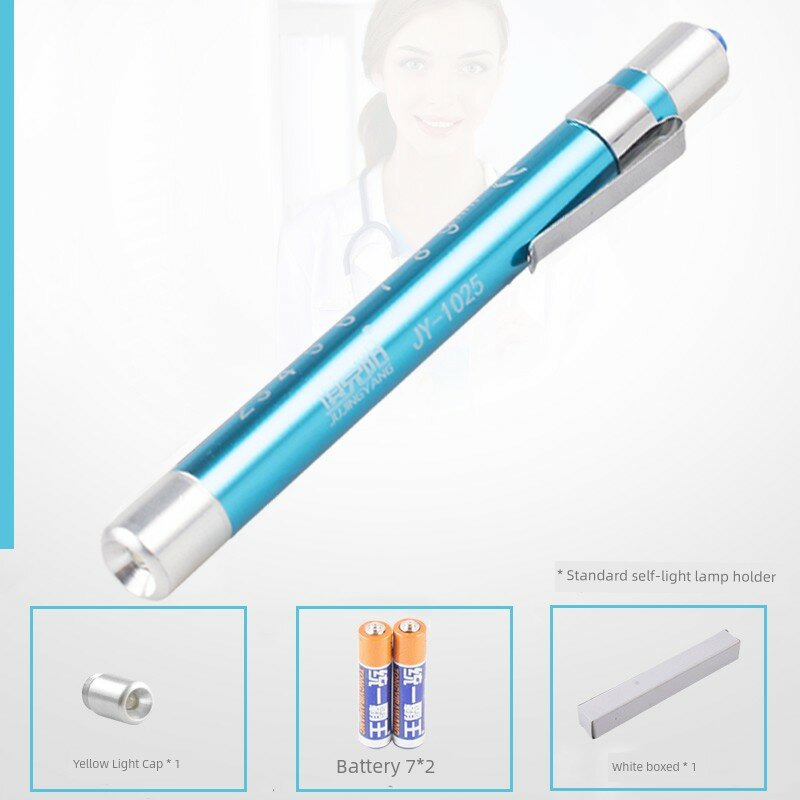 Светодиодный двойной источник света, медицинский фонарик в форме ручки, желтый свет, освещение учеников, ручка, белый