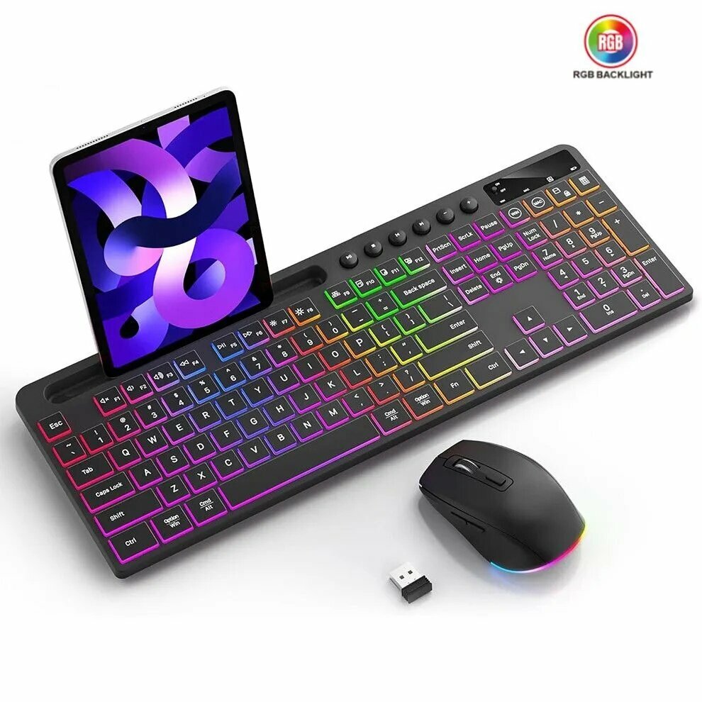 JOMAA Комплект игровая клавиатура и мышь беспроводная KS025BLRU, Русская раскладка, черный матовый