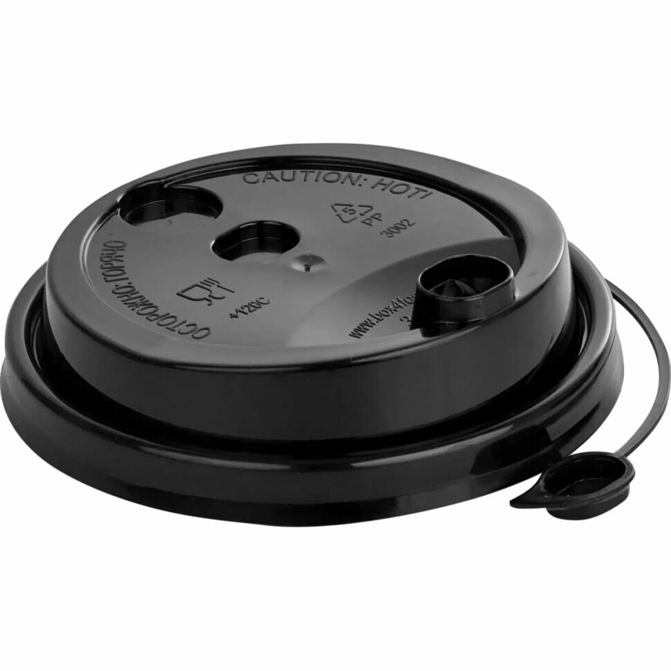 Крышка д/стакана с питейн. ПП d-80мм матовый/черн, 1000шт/кор (3002М/Ч), 2368984