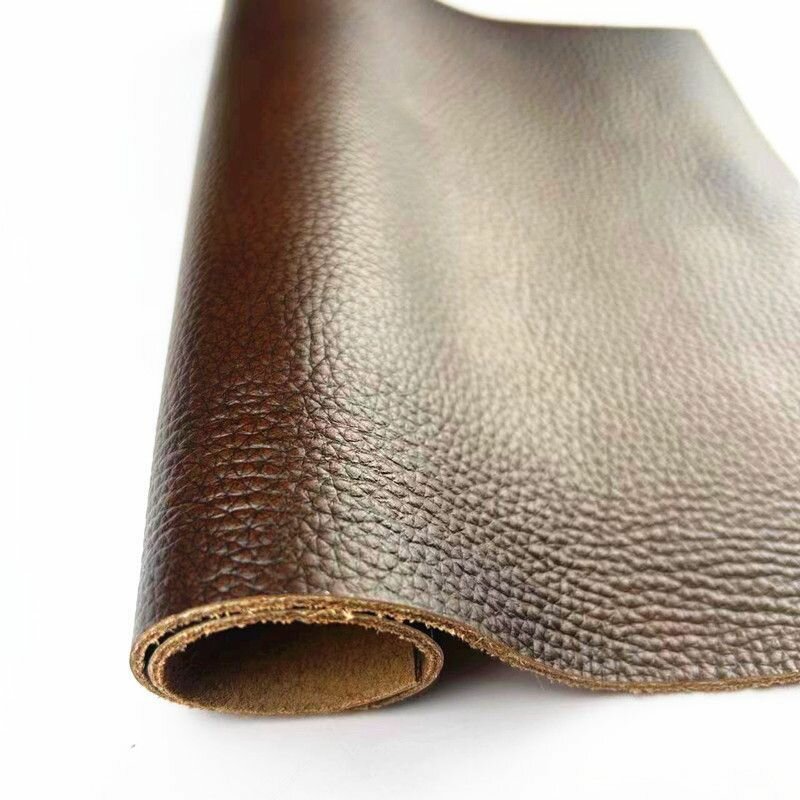 Верхний слой из натуральной кожи коровы, коричневая кожа с текстурой личи, обивка для дивана, прикроватная ткань, ручная работа, DIY