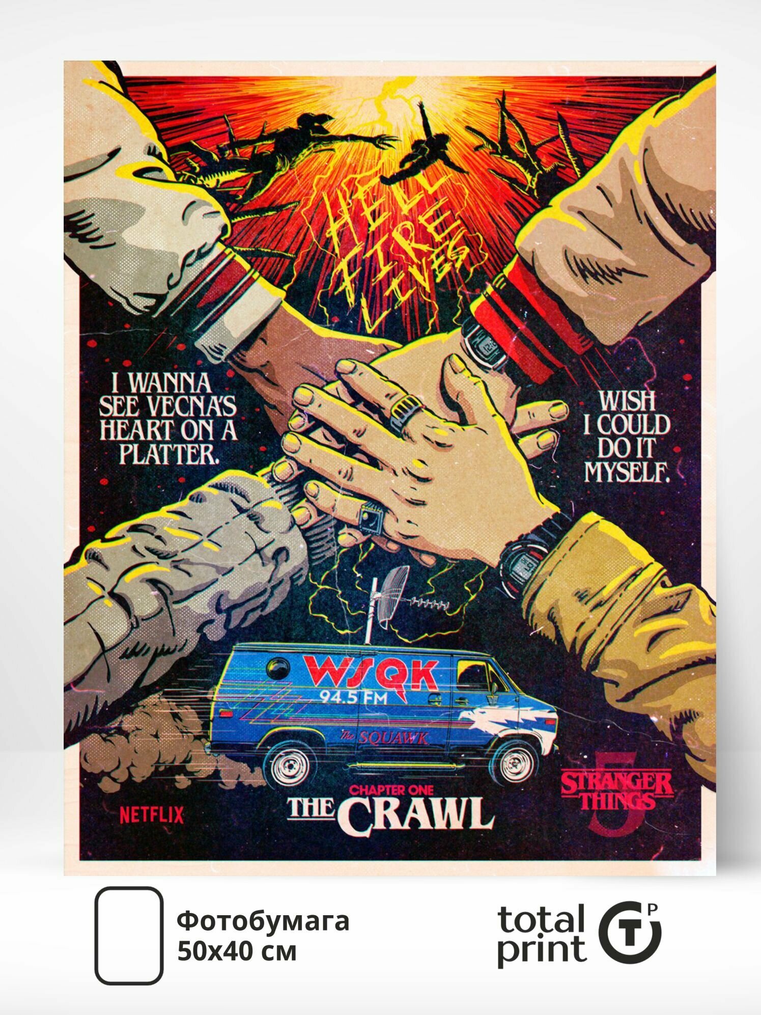 Постер Stranger things, Очень странные дела, 5 сезон, 50х40 см, TotalPrint