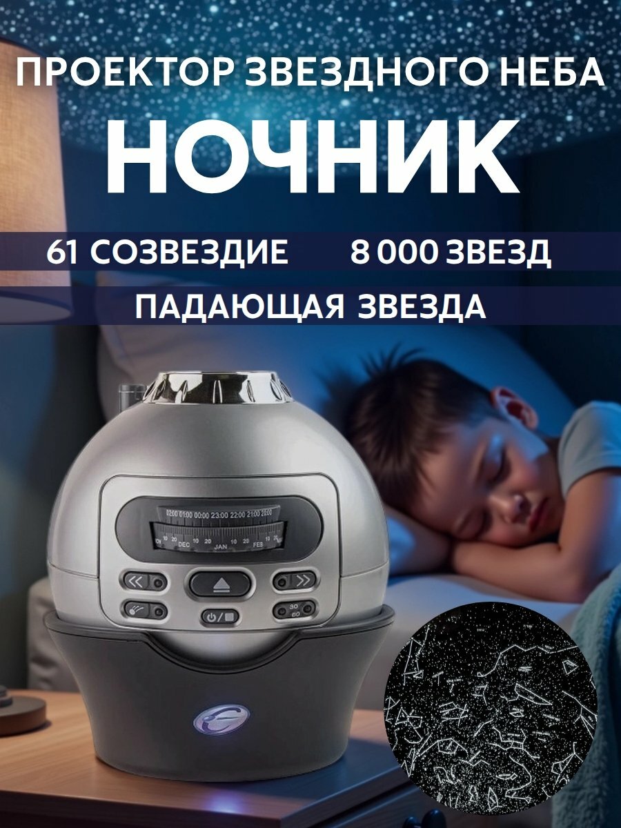 Ночник проектор звездного неба, домашний планетарий, 2 диска ANYSMART