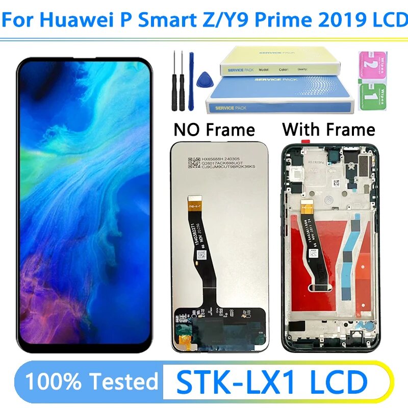 P Smart Z экран дисплея для Huawei Y9 Prime 2019, дигитайзер сенсорного экрана в Black With Frame