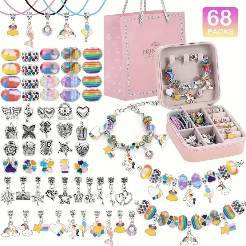 Набор для создания браслетов и украшений для девочки, подарочный набор для творчества в шкатулке с шармами