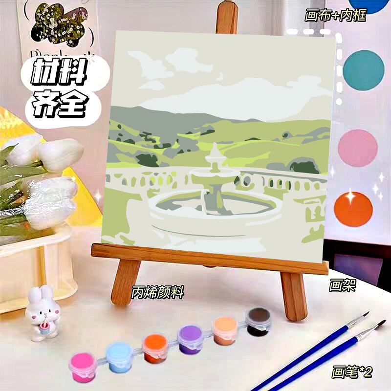 Цифровая картина маслом 20*20, аниме, раскраска маслом, ручная роспись маслом, декор для спальни.