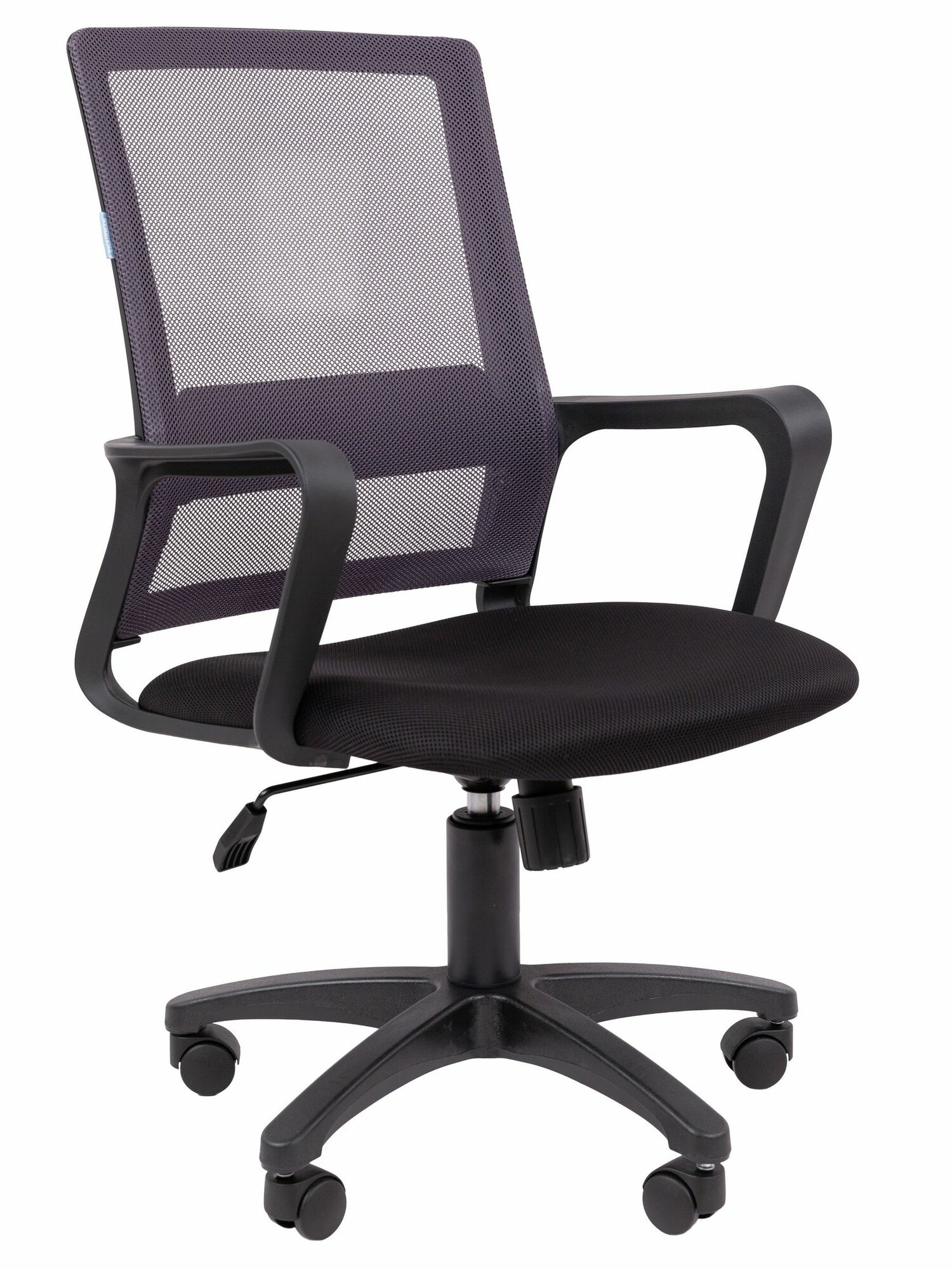 Компьютерное кресло CHAIRMAN 606 ткань/сетка черный/серый для офиса, операторов с механизмом качания и подлокотниками