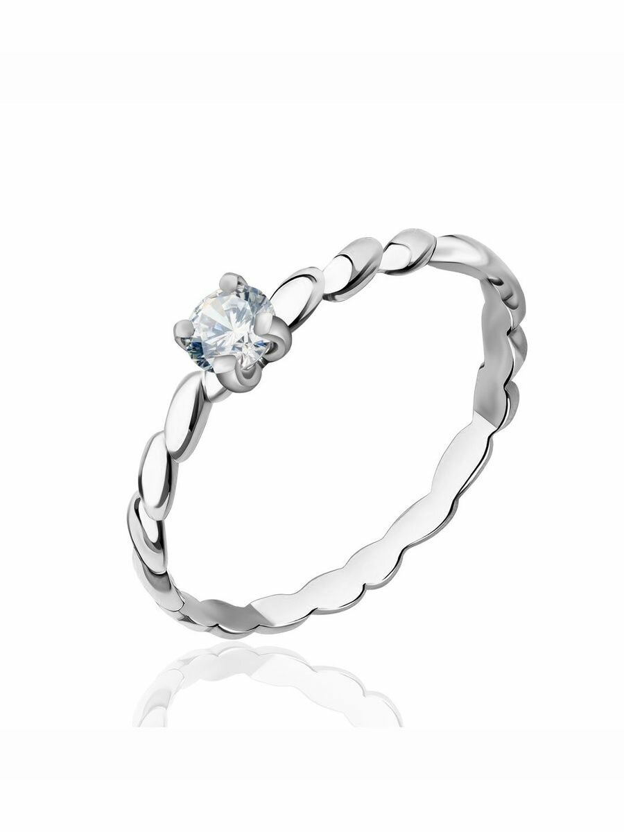 Кольцо, белое золото, 585 проба, родирование, бриллиант