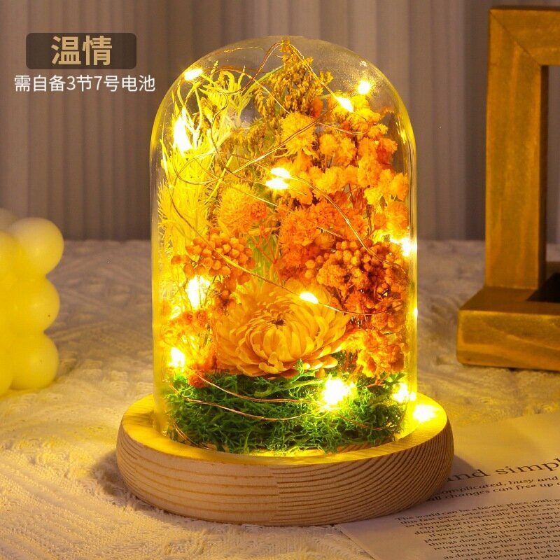 Сохраненные цветы DIY материалы стеклянная крышка ручная работа сухие цветы декор ночник новогодний подарок на день рождения командный строй салон
