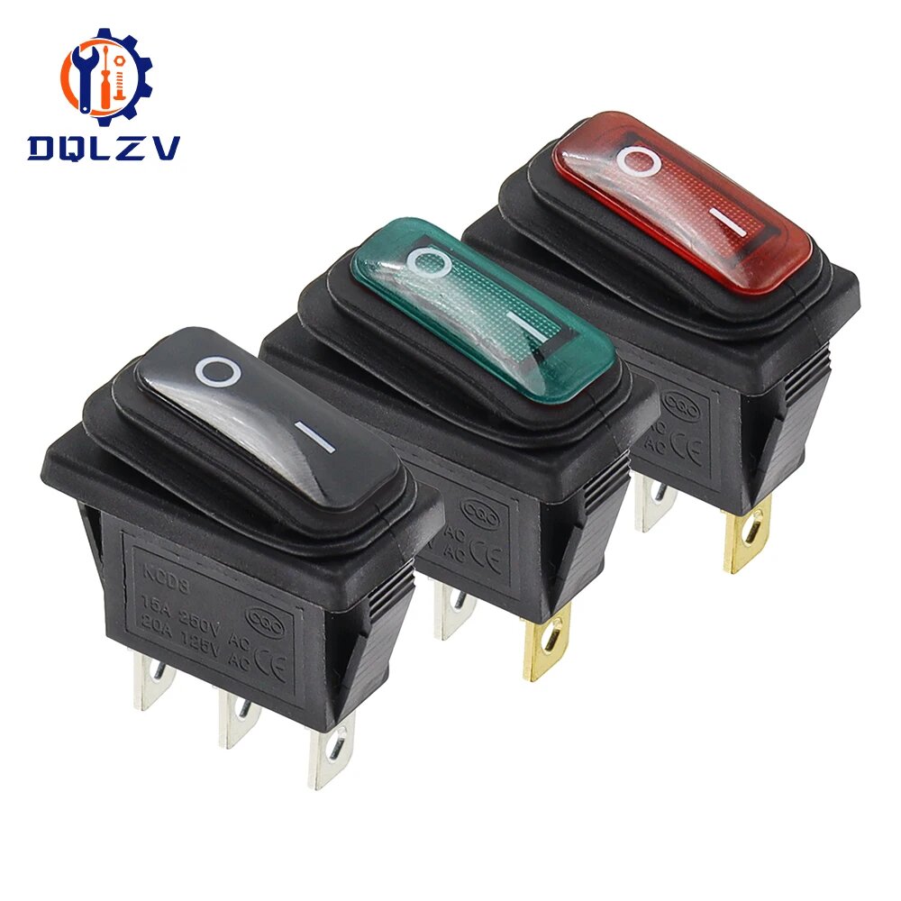 Переключатель трехпозиционный DQLZV KCD3 16А 250В, 3шт, разного цвета
