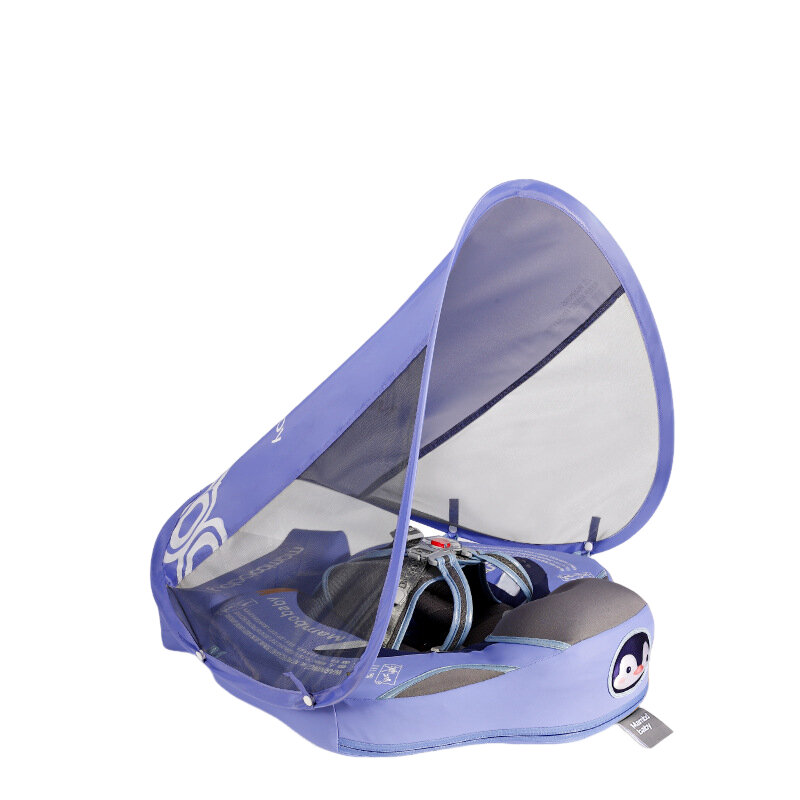 Детский лежачий круг для плавания подводный надувной с солнцезащитой, пингвин лежачий круг + аwnings, 1x Плавательный круг, 1x Солнцезащитка