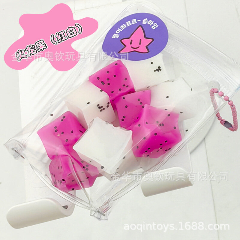 Новый стиль щепотки фруктов милый мешок с небольшими подвесками Dragon Fruit (белый/красный)_ПВХ самозапечатанные мешки