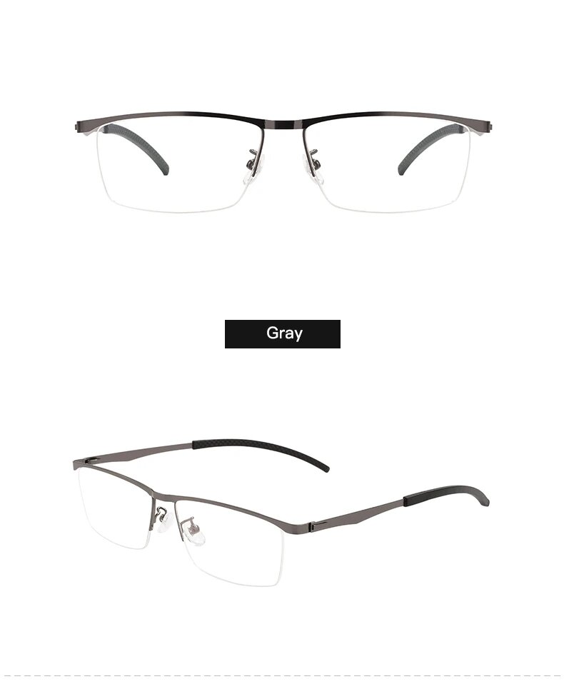 Мужские деловые очки Visionect BrowLine из нержавеющей стали серый
