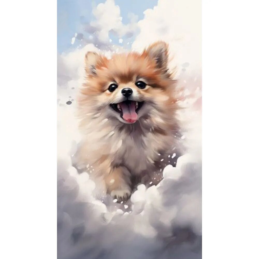 Алмазная Картина "Шпиц" 40х50 См Алмазная Вышивка / Картина Стразами Подарков