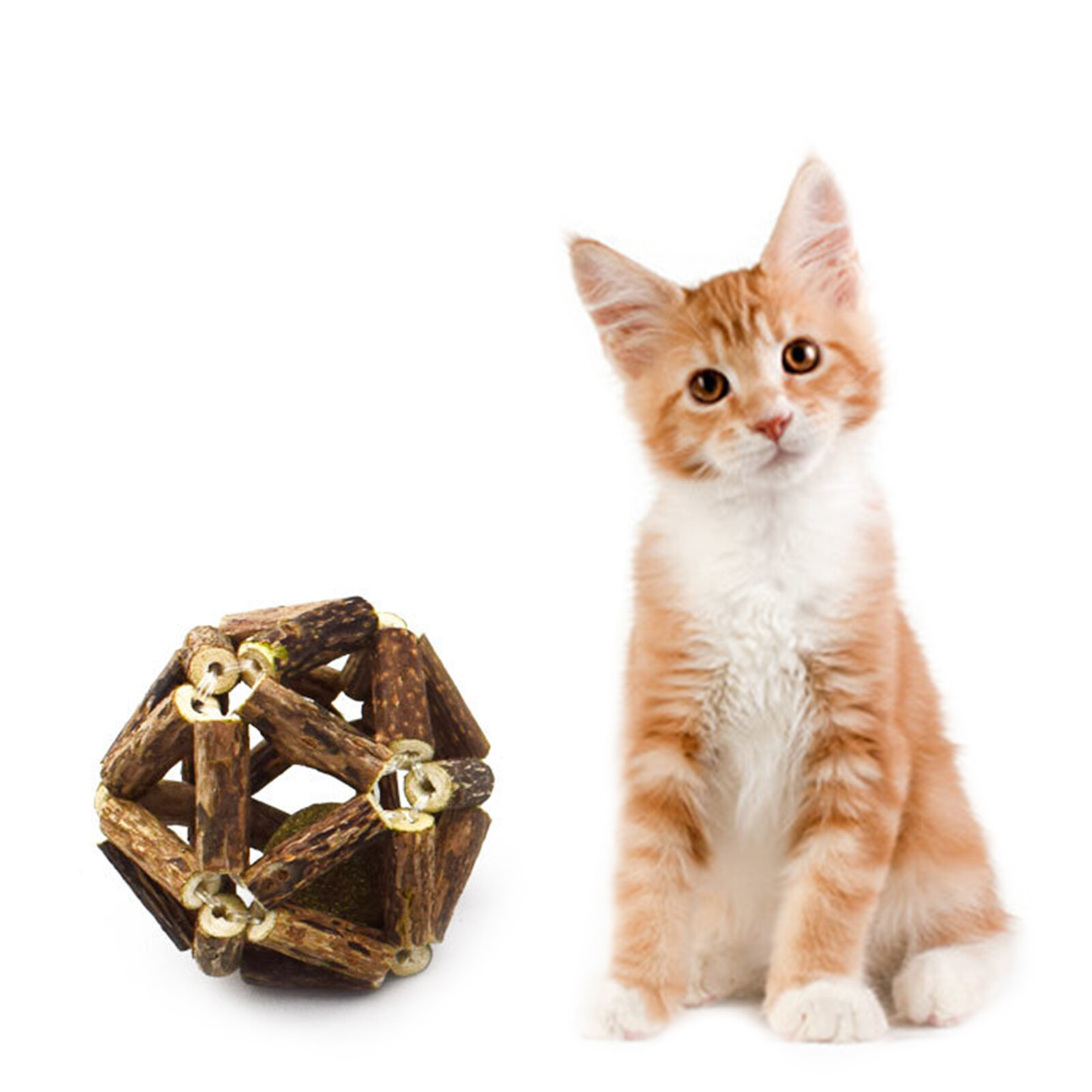 Кошка Игрушки с котовником Мячики Натуральные палочки серебристой лианы Игрушки для жевания с котовником Круглые вращающиеся интерактивные мячики для кошек и собак Тренировка Игра Чистка зубов