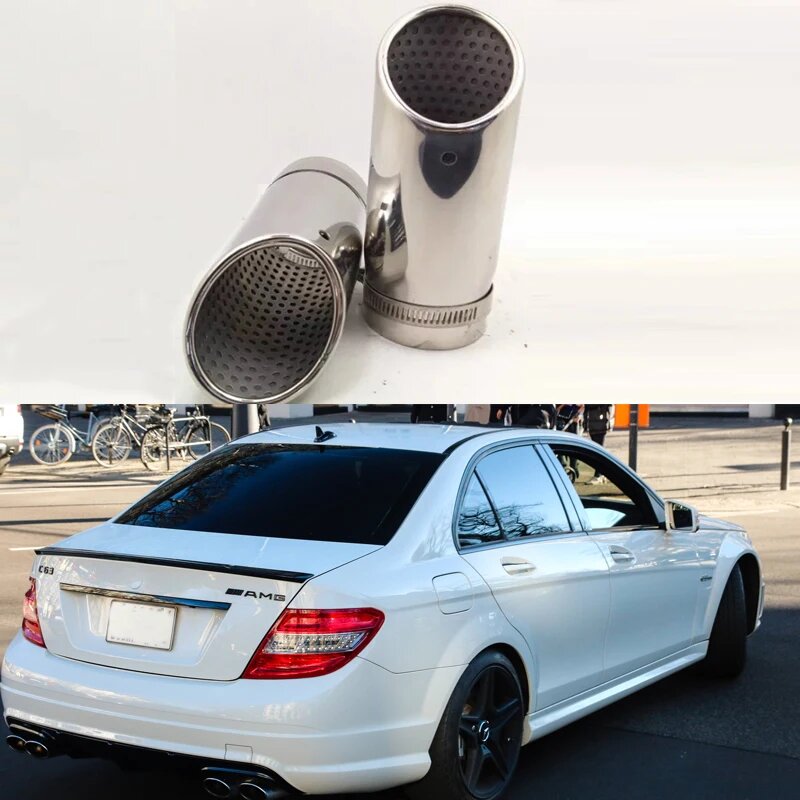 2 шт, глушитель выхлопной трубы для Benz W204 C63 C180 C200 C220 C230 C250 C280 C300 C350, автомобильные аксессуары
