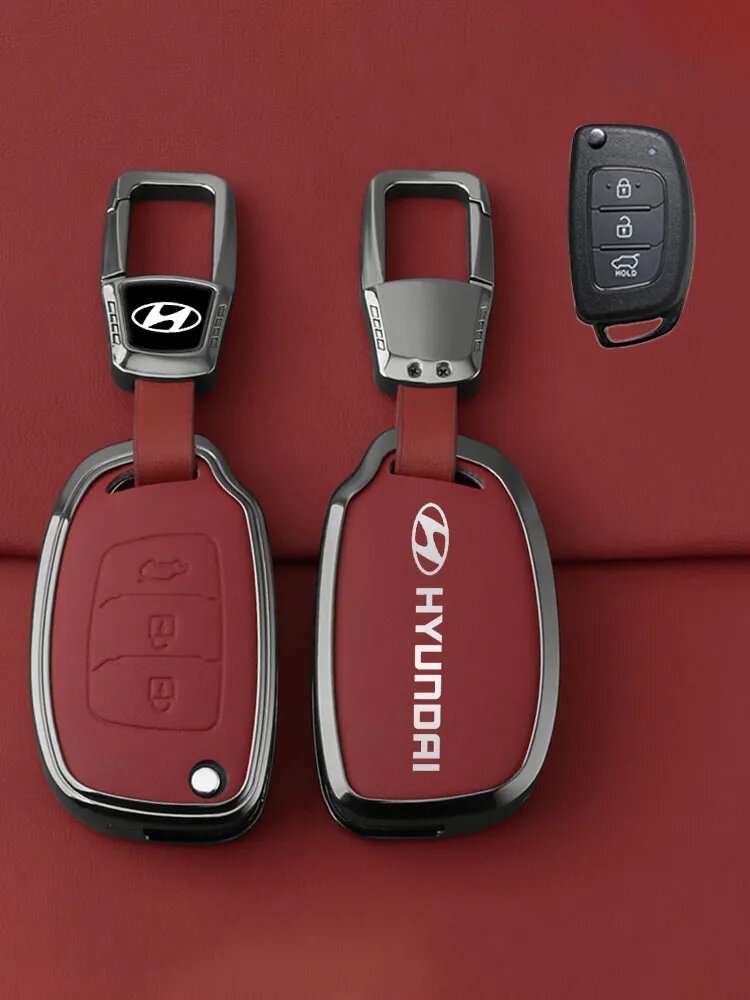 Кожаный чехол для ключа автомобиля для Хюндай Hyundai ix25 ix35 i10 i20 Solaris Tucson Sonata Santa Sport Elantra Creta Verna 2015 2016 2017 2018,3 кнопки, ZH