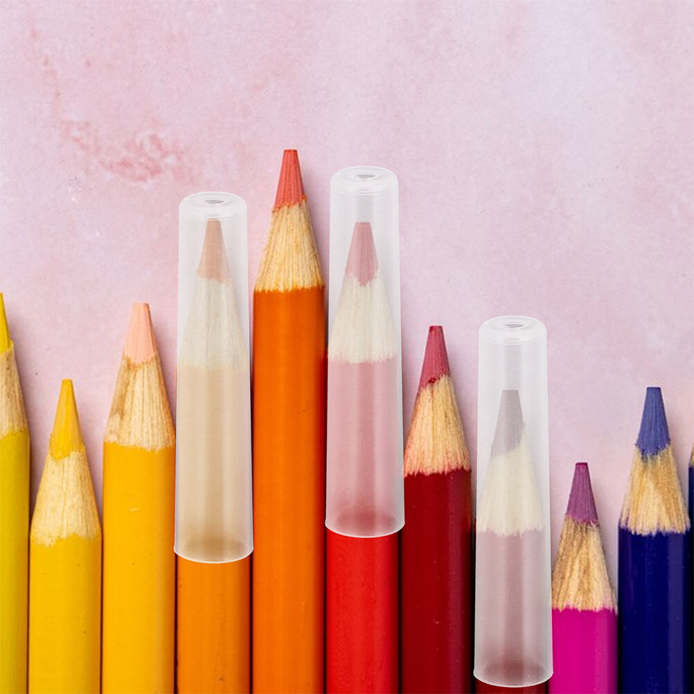 Пластиковые защитные колпачки для карандашей прозрачные, 20 штук, для школы и офиса