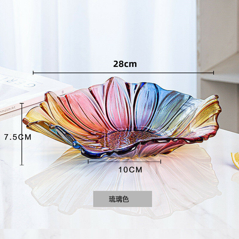 Персонализированная стеклянная тарелка для фруктов, креативная тарелка с цветком подсолнуха, красочная тарелка для