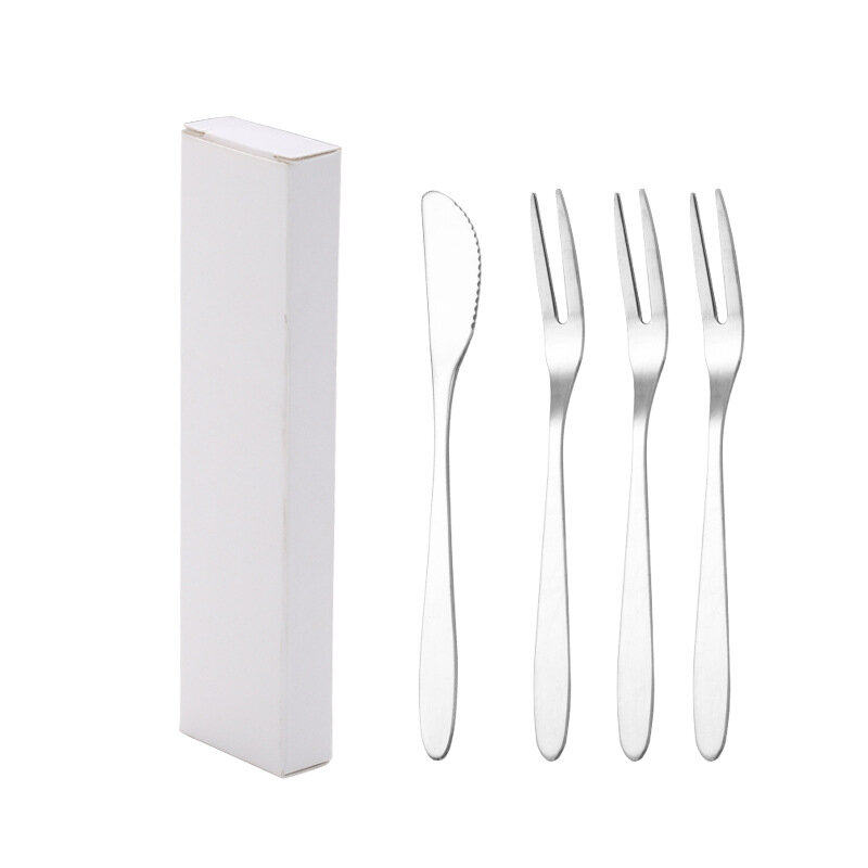 Набор столовых приборов из нержавеющей стали 304: вилка для фруктов, вилка для десертов, вилка для торта, двухзубчатый