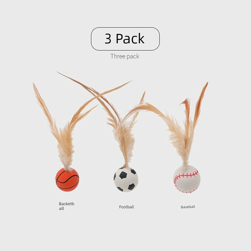 Игрушка для кошек: мячик с перьями, мяч для упражнений, дразнилка, средство для самостоятельного развлечения, средство