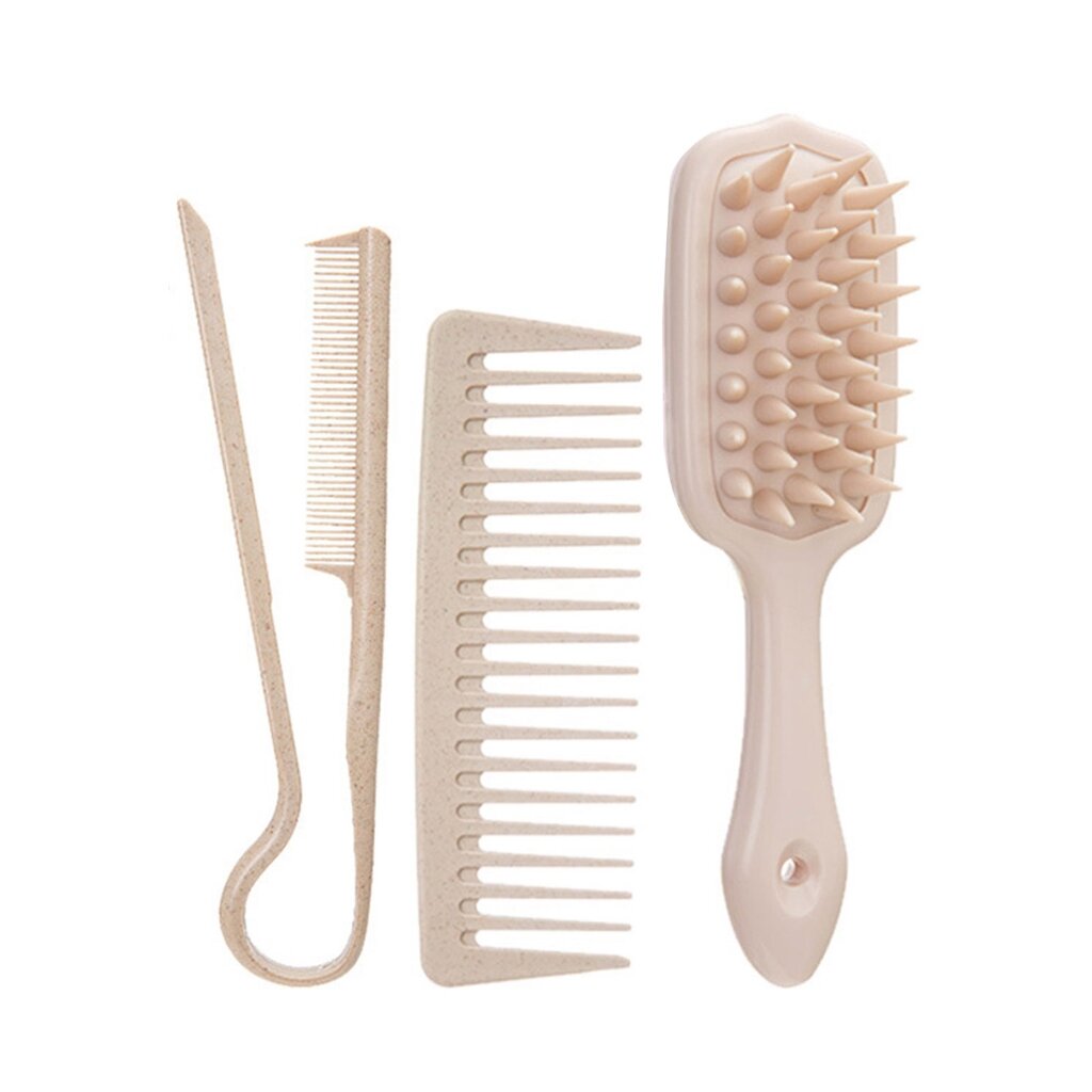 Wheat Straw V-shaped Straightening Comb Wide Tooth Comb Scalp Massager Shampoo Brush Salon Hairdressing Styling Brush