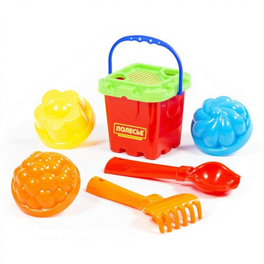 Полесье Набор №261: ведро, ситечко, совок, г рабельки, 3 формочки 7123 с 1 года