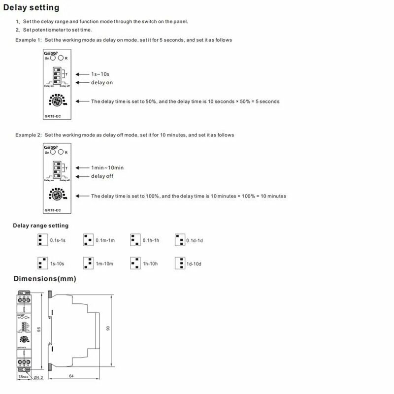 GEYA GRT8-EC 10A Двойное реле задержки включения или выключения AC230V