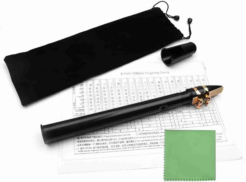 Портативный мини-карманный саксофон с сумкой для переноски, маленький деревянный духовой инструмент любителей музыки (черный)