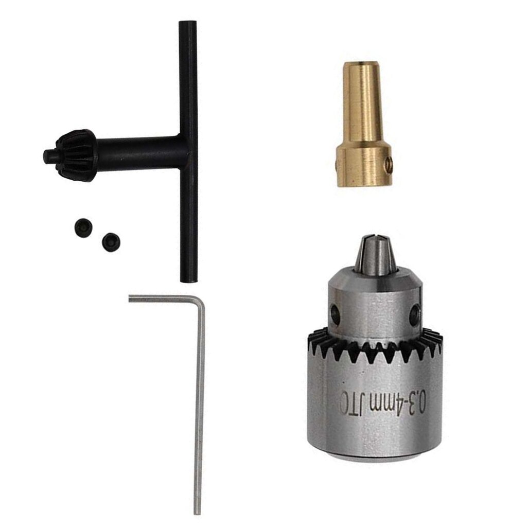 Зажимной Сверлильный Патрон с Микромотором 0,3-4 мм, Конический Сверлильный Патрон С Ключом Для Патрона 3,17 мм, Латунный Вал Мини-Электродвигателя