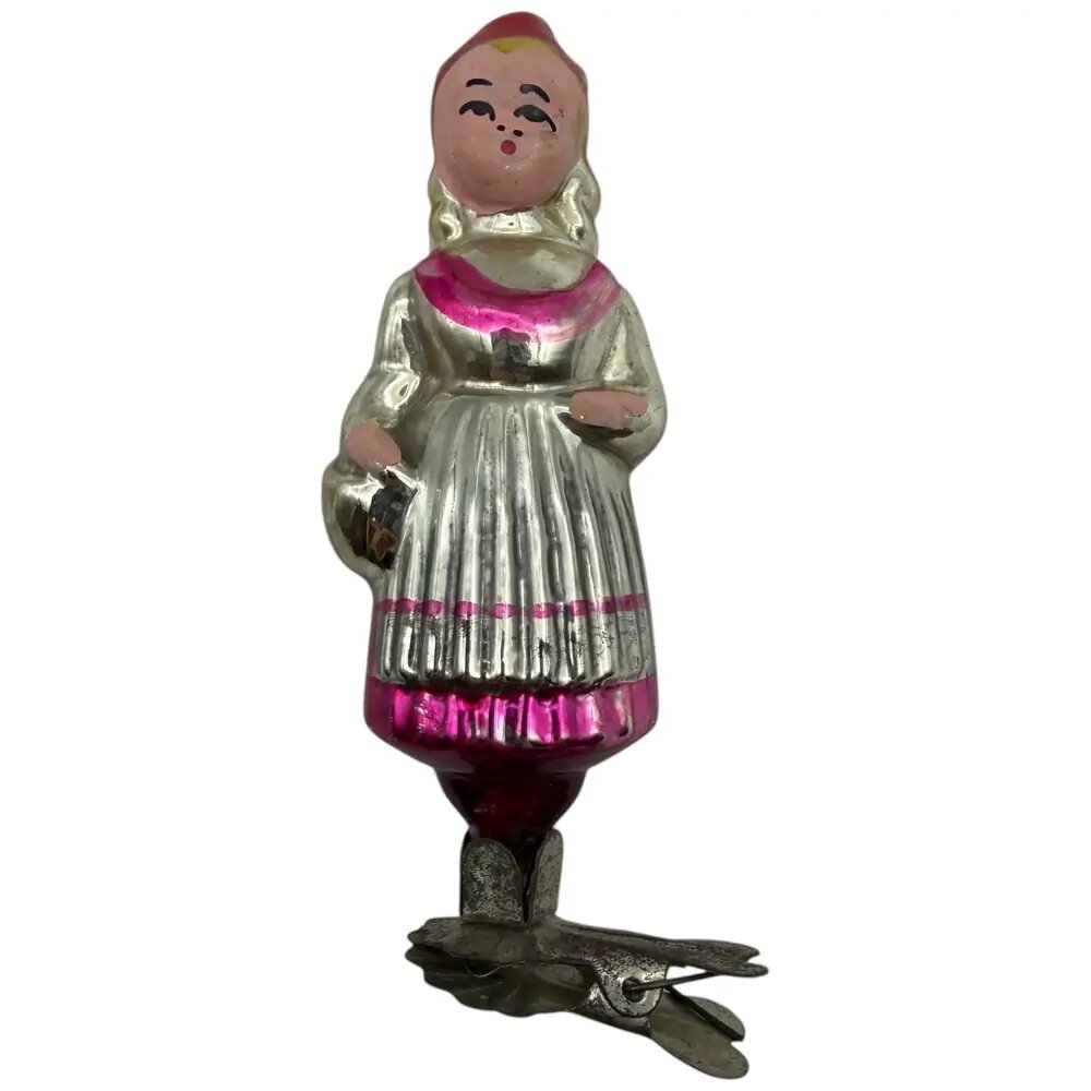Игрушка ёлочная "Красная Шапочка" на прищепке, 11 см, 1950-1960 гг, Москва, СССР