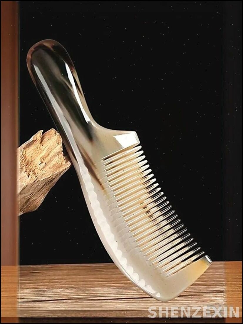 Утолщенный водяной буйволиний роговой гребень для массажа головы: стимулирует рост волос, предотвращает выпадение, натуральный уход для мужчин и женщин