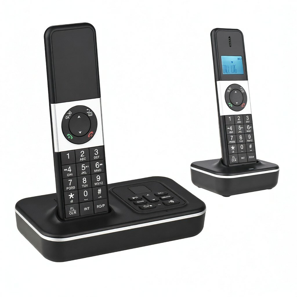 D1002 TAM-D 2-трубочная беспроводная телефонная система с автоответчиком, определителем номера и функцией ожидания вызова. Оснащена 1,6-дюймовым ЖК-дисплеем с поддержкой 3 строк, аккумуляторными батареями и поддержкой 16 языков. Идеально для офиса, дома