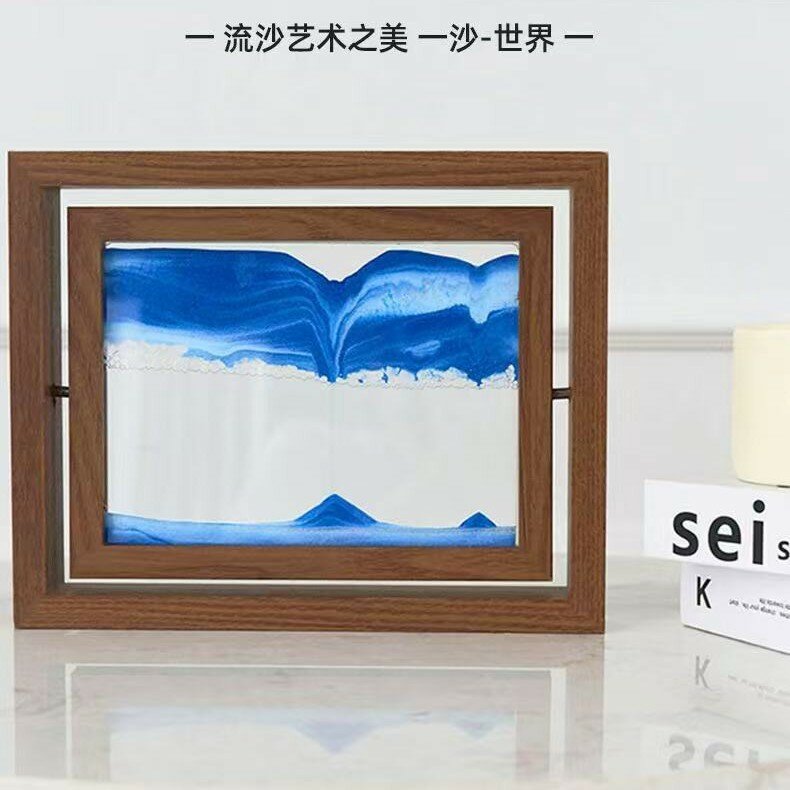 Креативное искусство, прямоугольная картина с текучим песком, песочные часы, высококачественное украшение для гостиной, входа, офиса, подарок