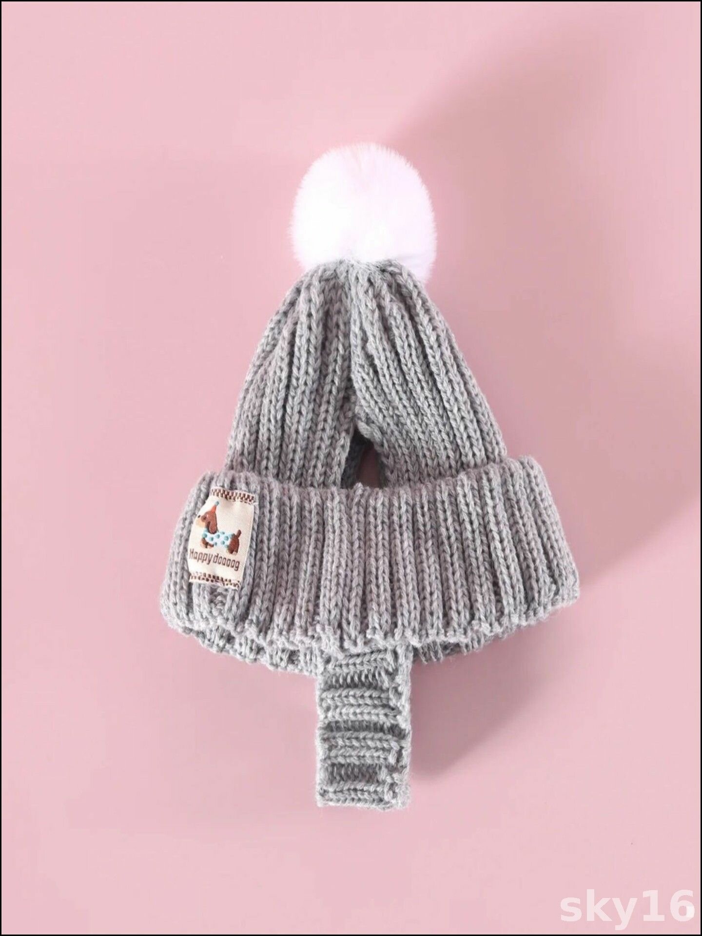 Шапка вязаная для собак и кошек новогодняя "Ушки наружу": Утепленная шапочка с прорезями для ушей, для сфинксов, такс, чихуахуа, йорков Размеры S-.