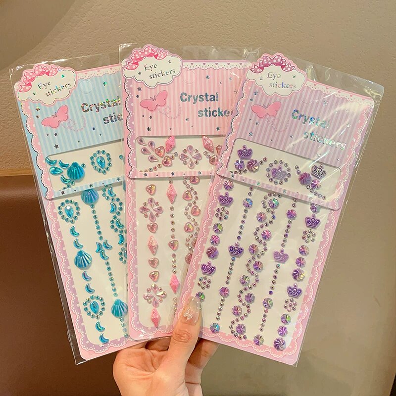 Детские наклейки с алмазами для лица, наклейки для сценического макияжа для девочек, наклейки для рисования на лице для